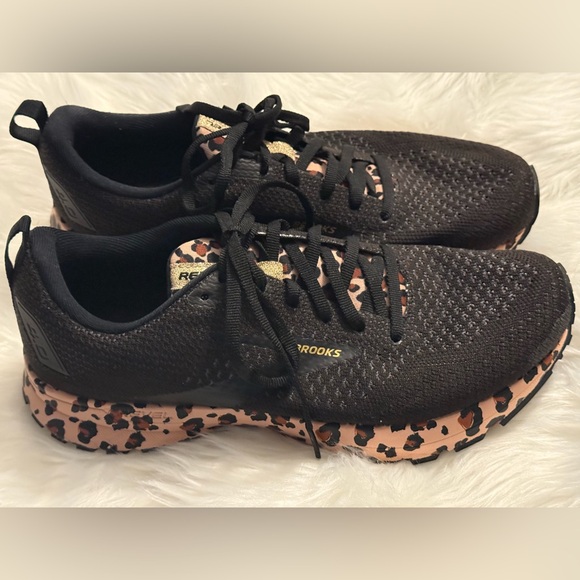 Brooks | Shoes | Brooks Black Sneakers With Leopard Accents | Poshmark